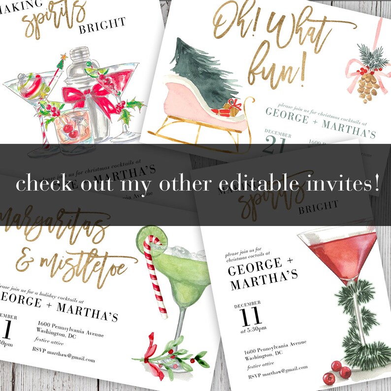 EDITABLE Christmas Party Invitation Printable Christmas - Etsy