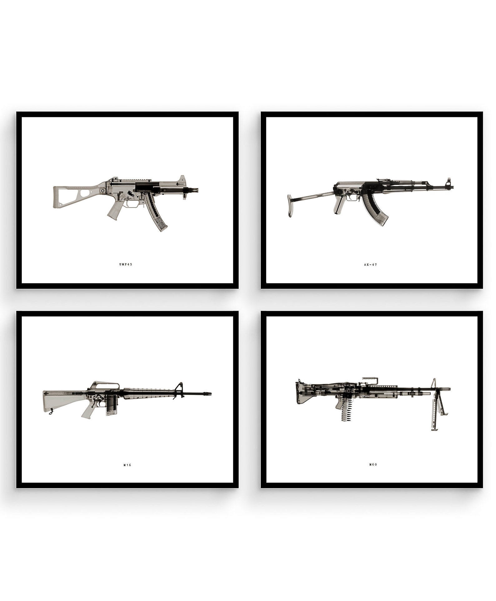 X-ray Firearm Prints, Gun Enthusiast Gift for Him Pistol Weapon Shotgun ...