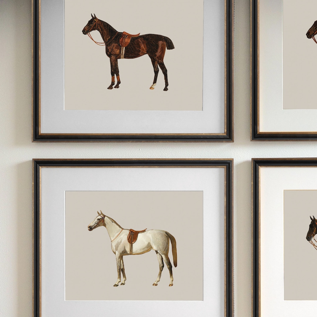 Equestrian Wall Art Prints, Vintage Horse Art Illustration for Rustic ...