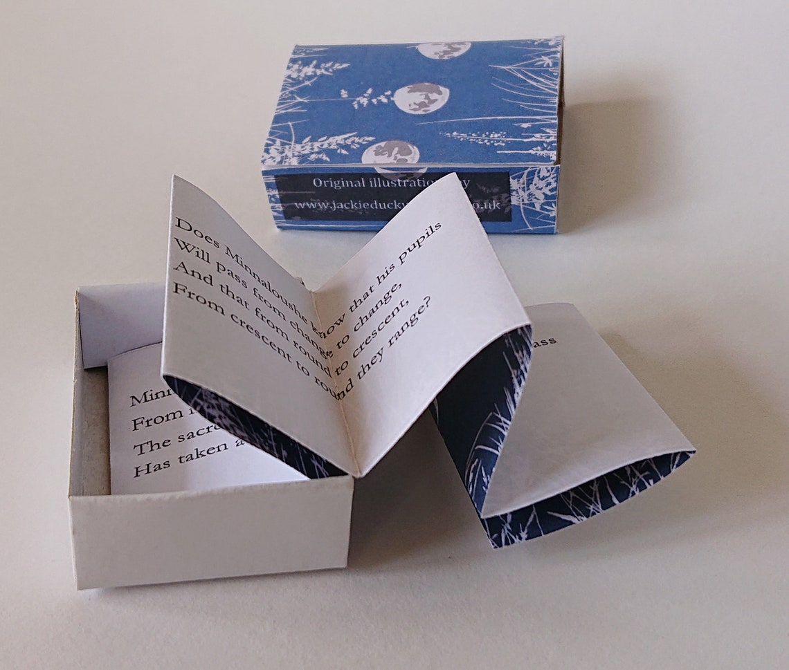Handmade Cat Poem Book in a Matchbox, 'the Cat and the Moon' by WB ...