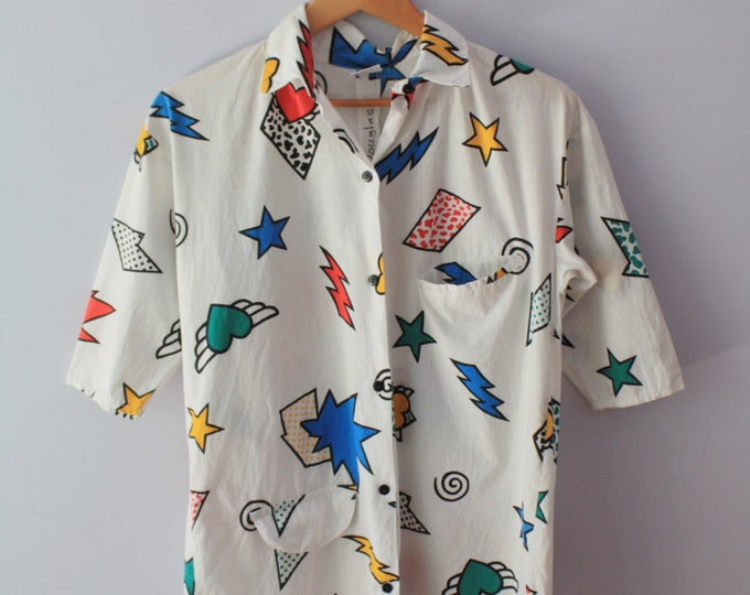 Vintage 80's Pop Art Top - Etsy