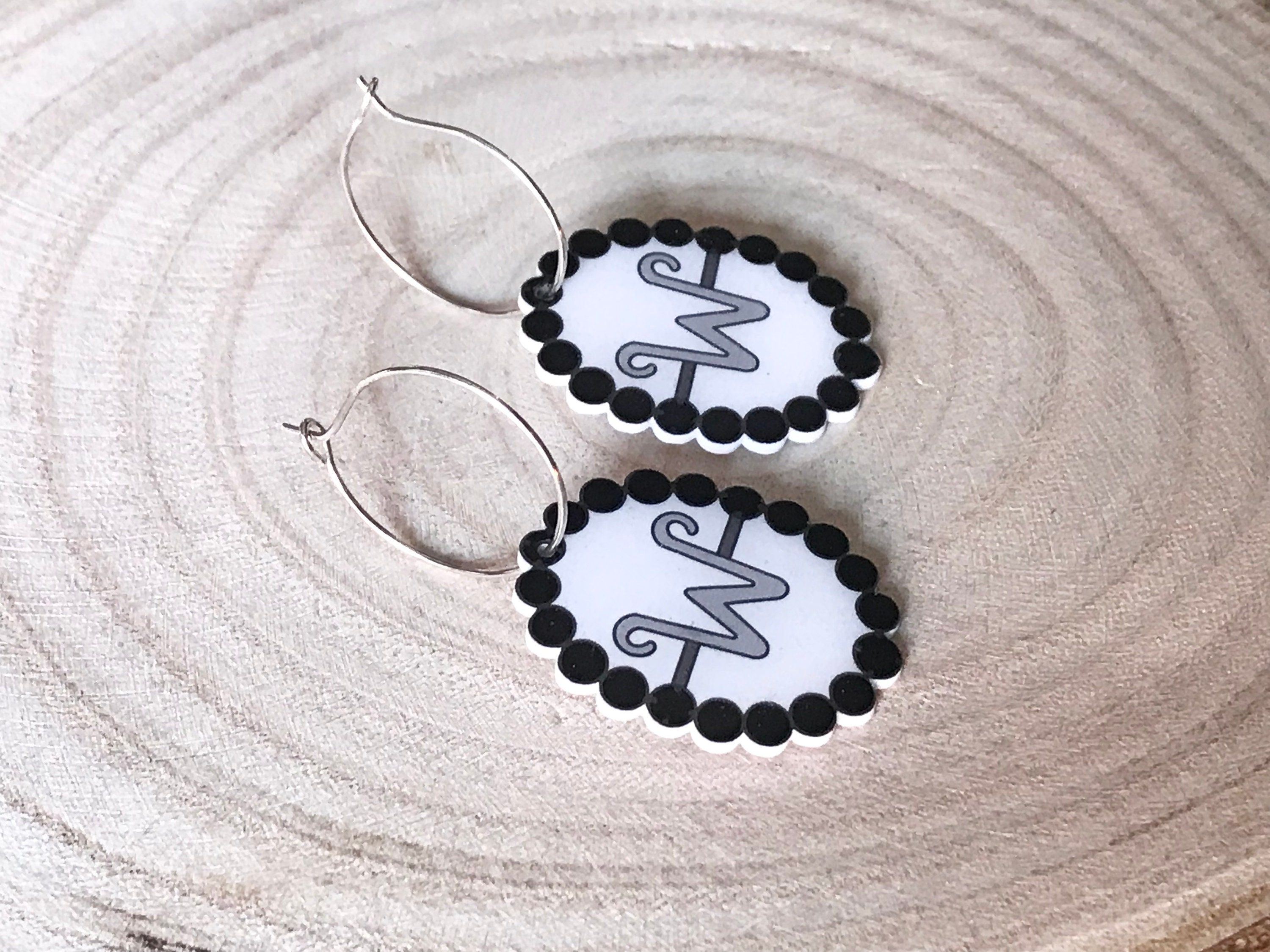 Wednesday Addams Initial Earrings and Necklace, Personalized Initial ...