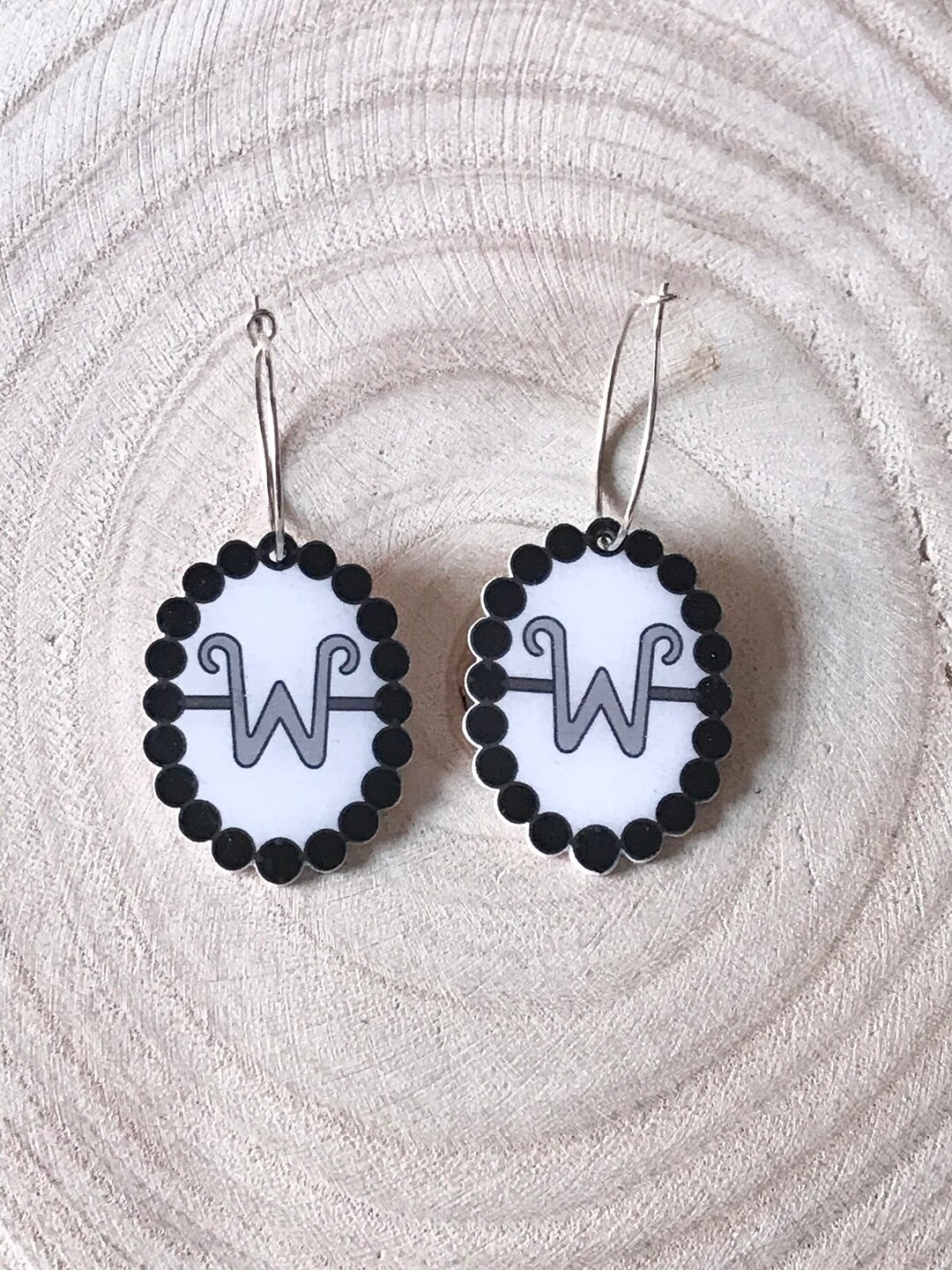Wednesday Addams Initial Earrings and Necklace, Personalized Initial ...