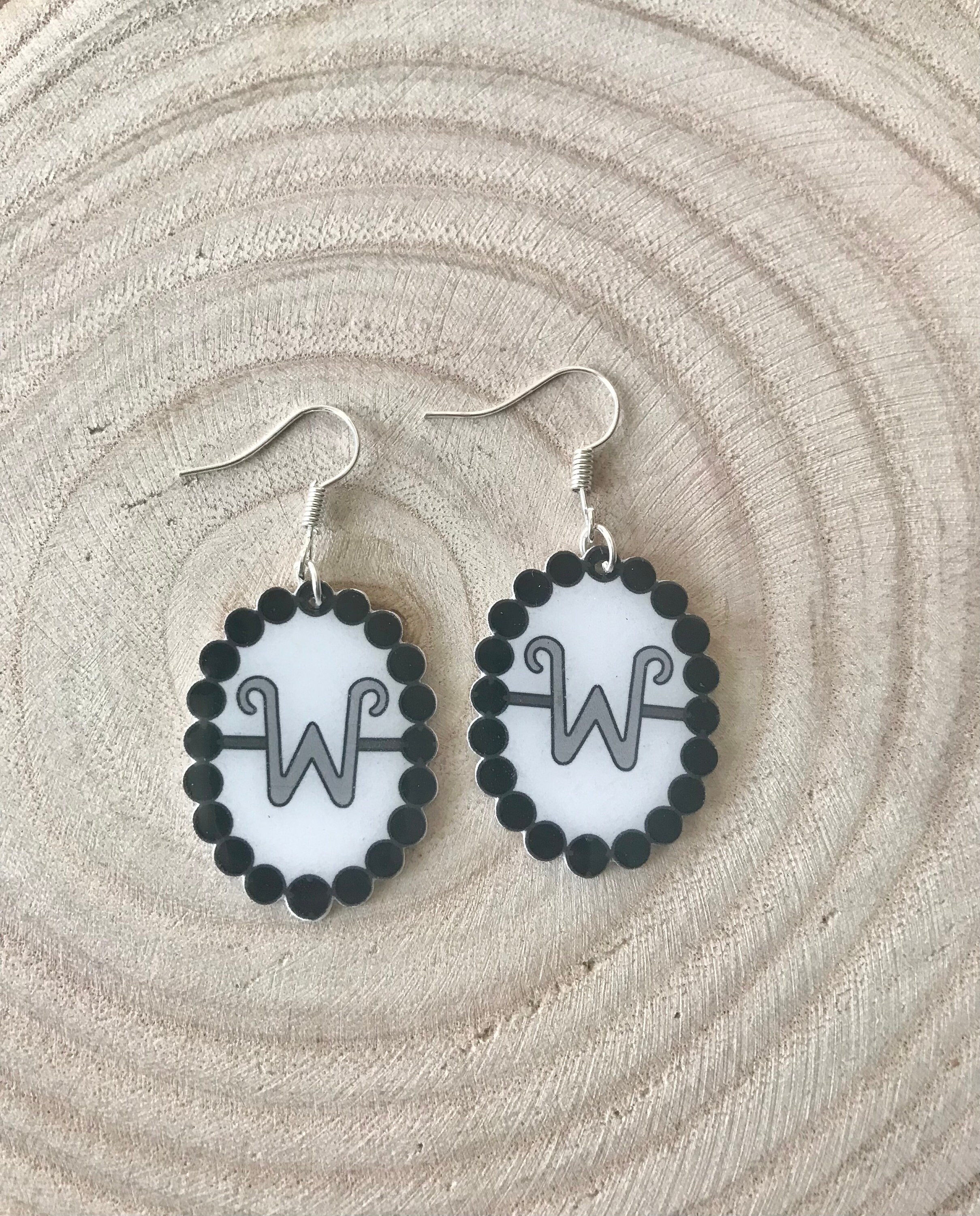Wednesday Addams Initial Earrings and Necklace, Personalized Initial ...