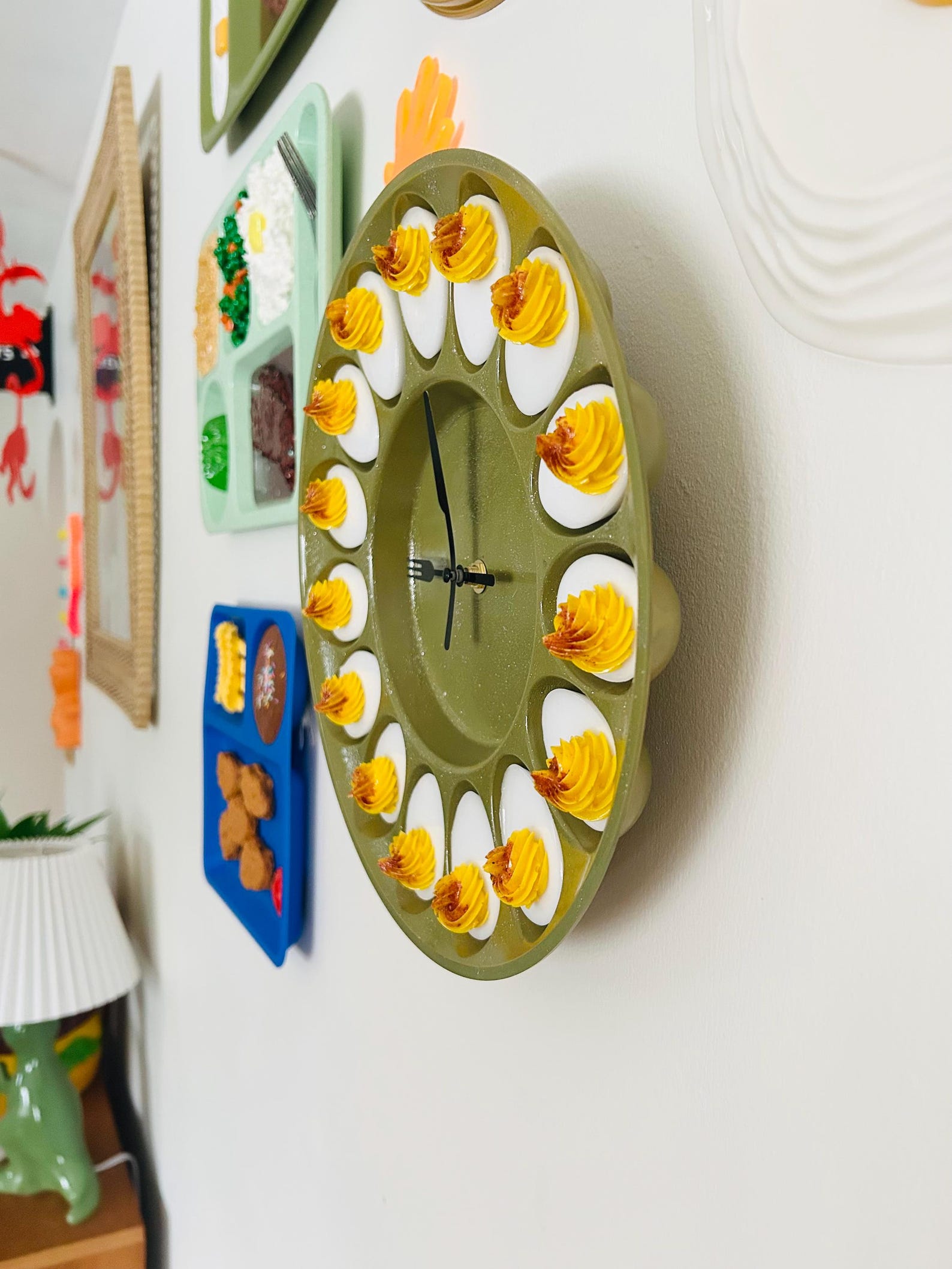 Deviled Egg Clock Wall Hanging/funky Mirror/funny Mirror/kitchen Decor ...