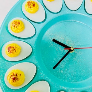 Deviled Egg Clock Wall Hanging Art Kitchen Décor Unique Kitschy Gift ...