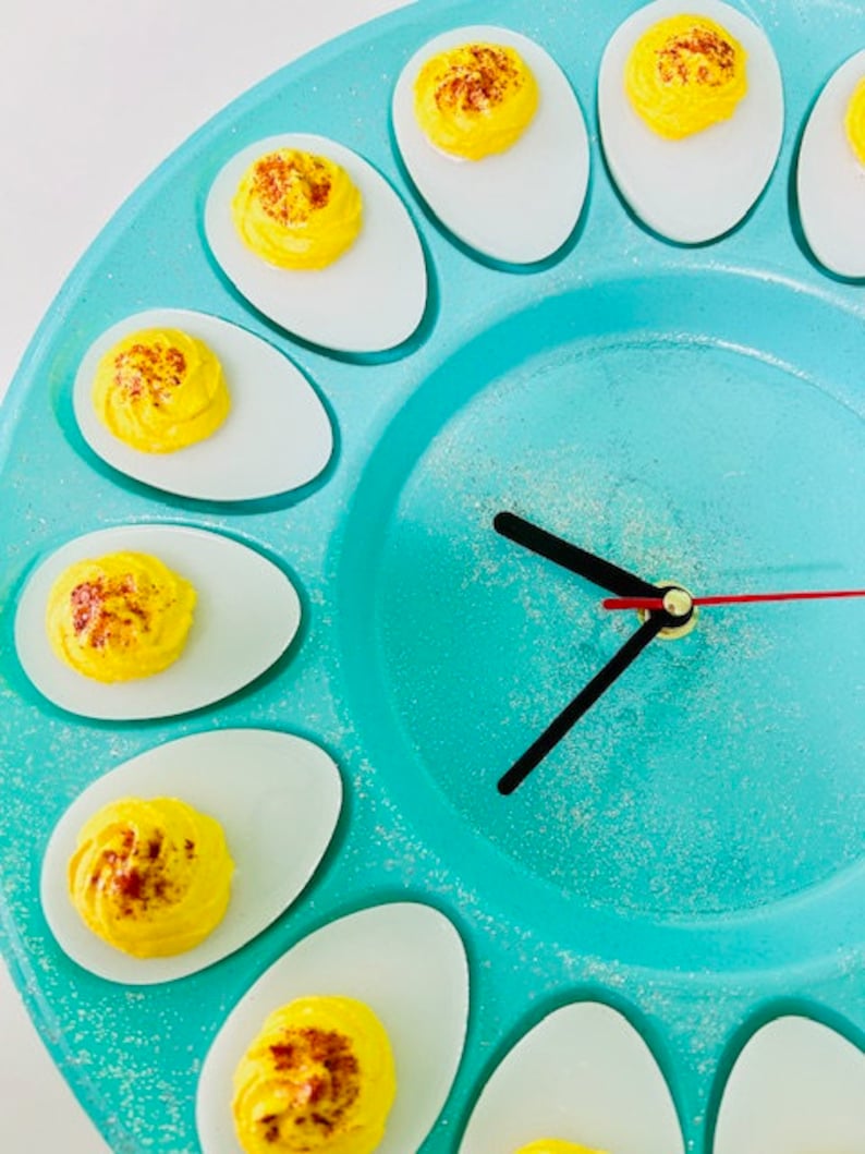 Deviled Egg Clock Wall Hanging Art Kitchen Décor Unique Kitschy Gift ...
