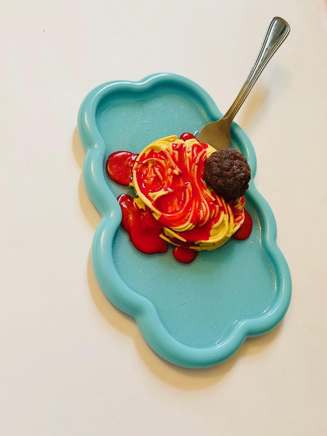 Spaghetti & Meatball Wavy Wall Art/ Dopamine Decor/ Maximalist Decor ...