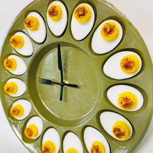 Deviled Egg Clock Wall Hanging/funky Mirror/funny Mirror/kitchen Decor ...
