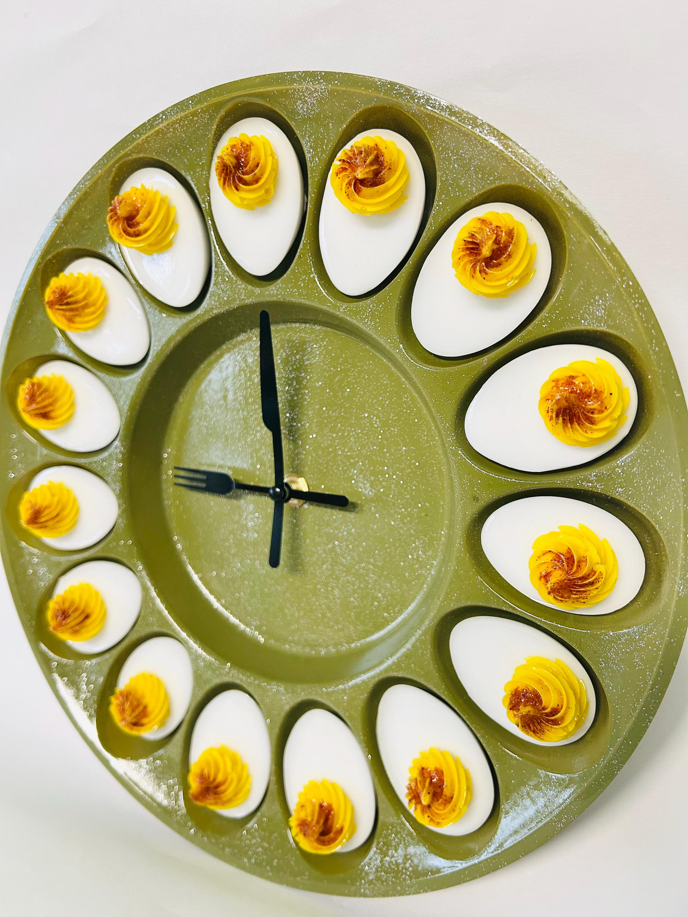 Deviled Egg Clock Wall Hanging/funky Mirror/funny Mirror/kitchen Decor ...