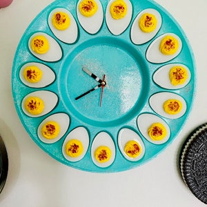 Deviled Egg Clock Wall Hanging Art Kitchen Décor Unique Kitschy Gift ...