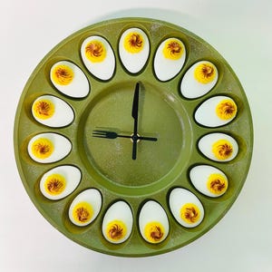 Deviled Egg Clock Wall Hanging/funky Mirror/funny Mirror/kitchen Decor ...