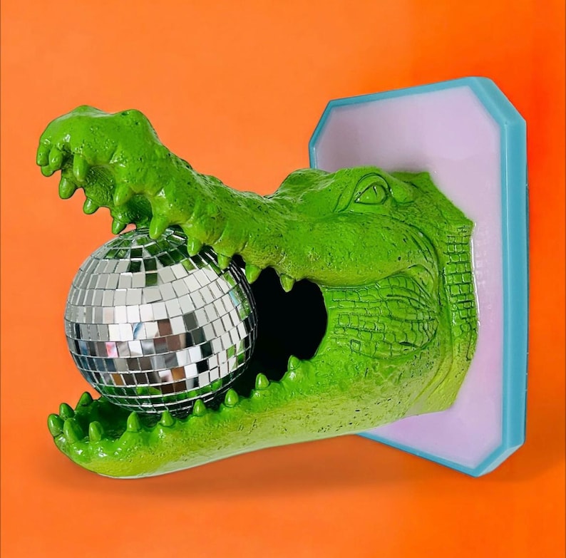Disco Alligator Trophy Head Wall Sculpture: Dopamine Decor/ Pop Art ...