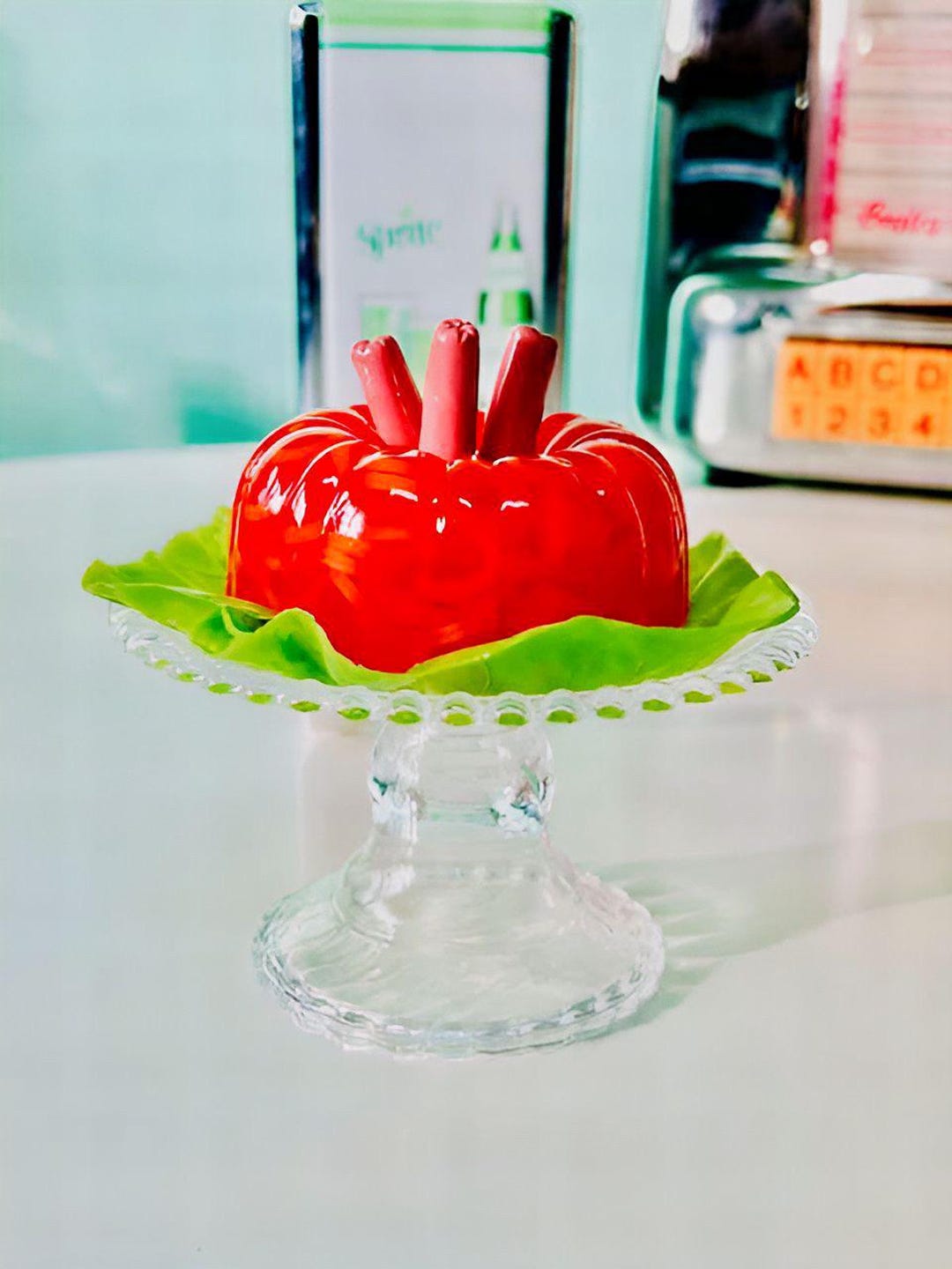 Mini Tomato Spaghetti Aspic Gelatin With Hot Dogs/ Pop Art/ Retro ...