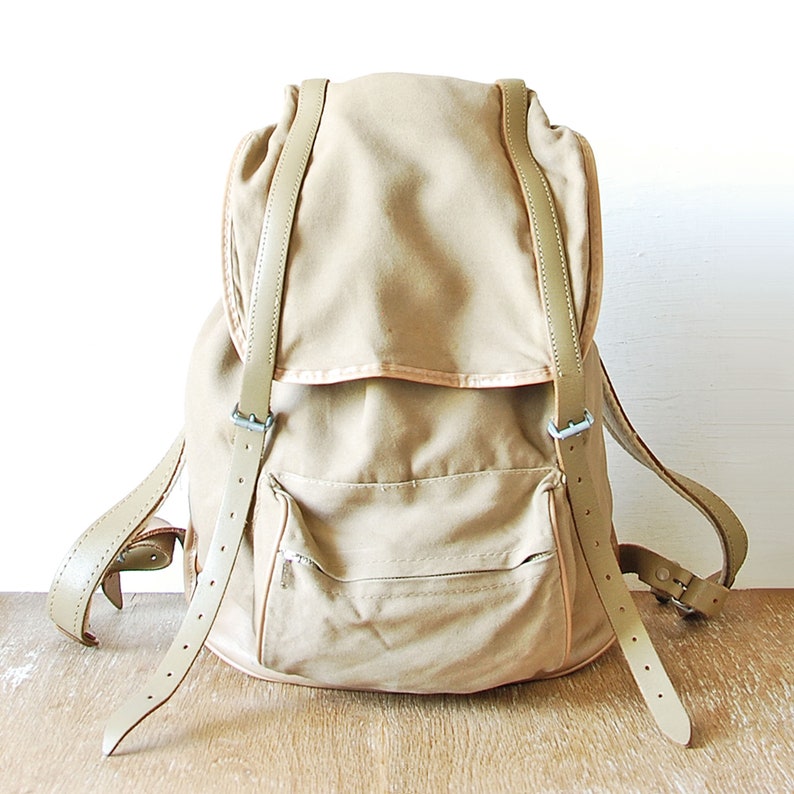 Vintage Canvas Backpack Grey Canvas Bag Medium Size - Etsy