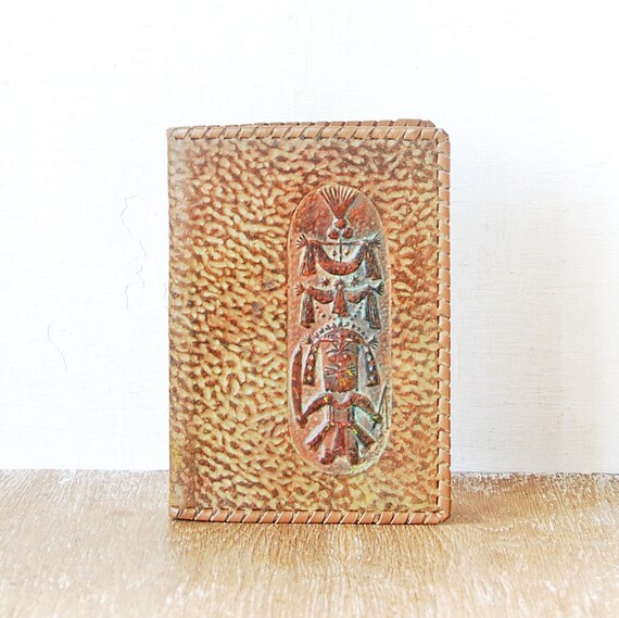 Vintage Tooled Leather Book Cover Handmade Paper Case Brown | Etsy