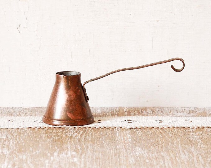 Vintage Copper Cezve, Small Turkish Coffee Pot With Handle, Hammered ...
