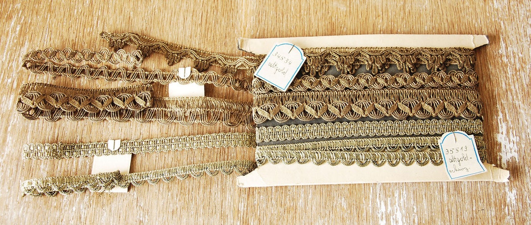 Vintage Metallic Lace Trim, Samples Crafting Braid Lace Ribbon - Etsy