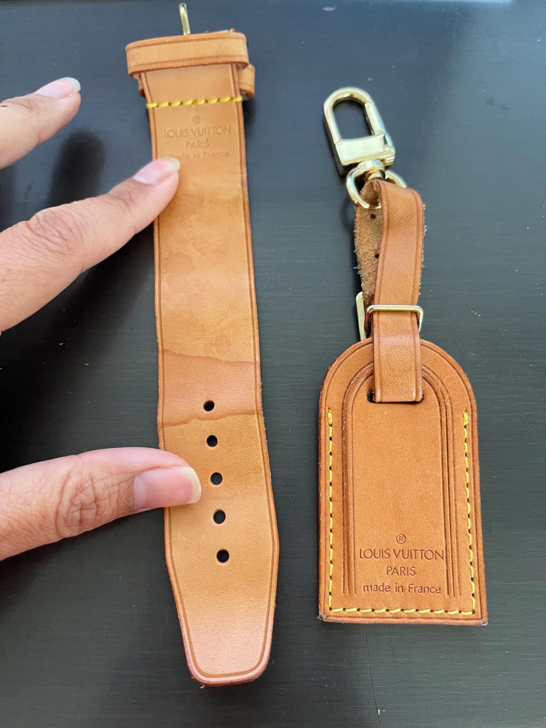 Louis Vuitton Vachetta Small Leather Luggage ID Tag Name Tag and Loop ...