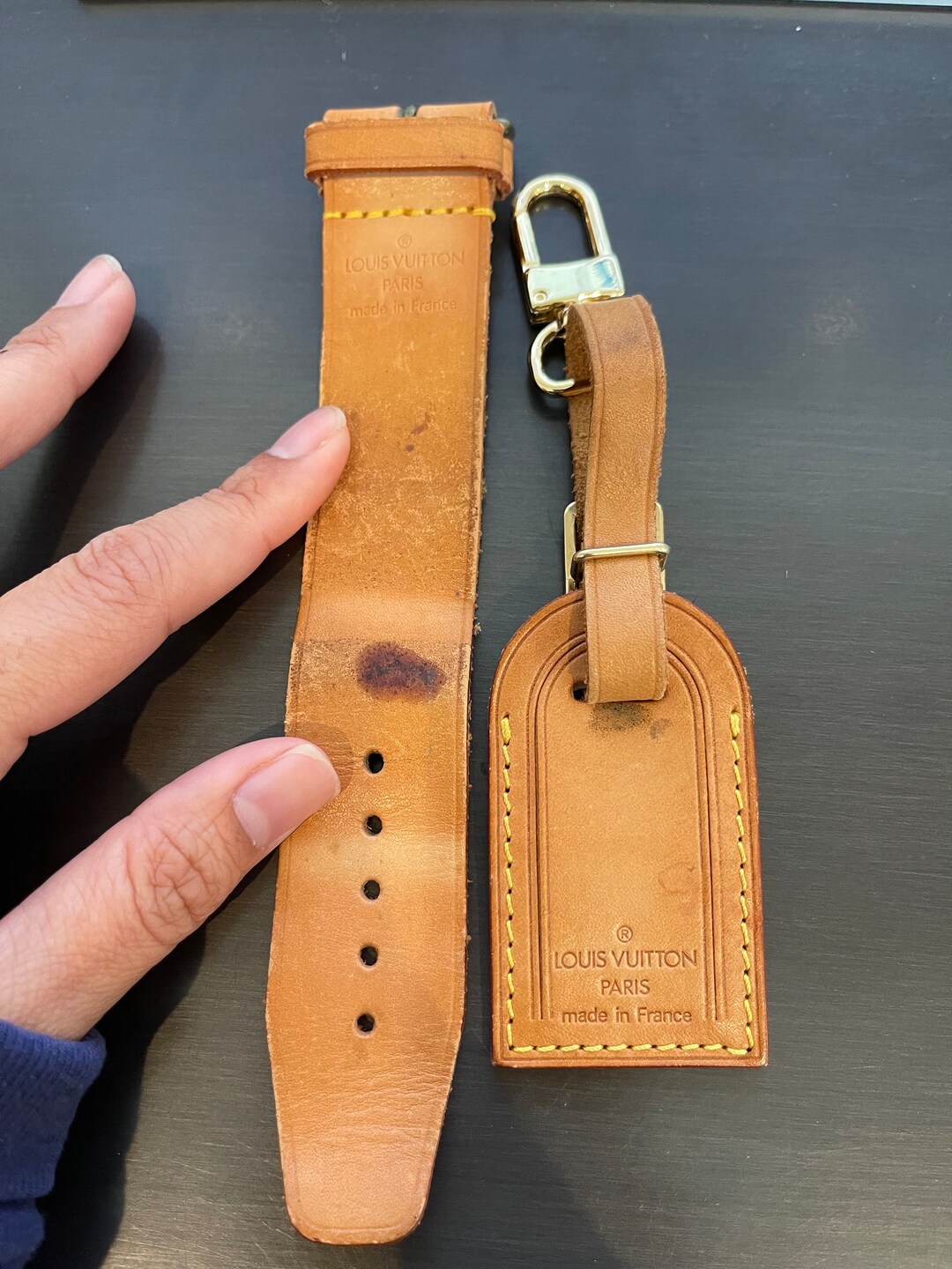 Louis Vuitton Vachetta Small Leather Luggage ID Tag Name Tag and Loop ...