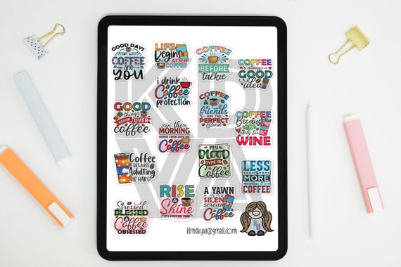 Digital Planner Sticker Sheet Coffee Goodnotes Planner - Etsy