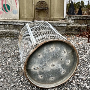 Vintage INDUSTRIAL 1970s Ex Queens NYC Expanded Steel Trash Can - 30 ...