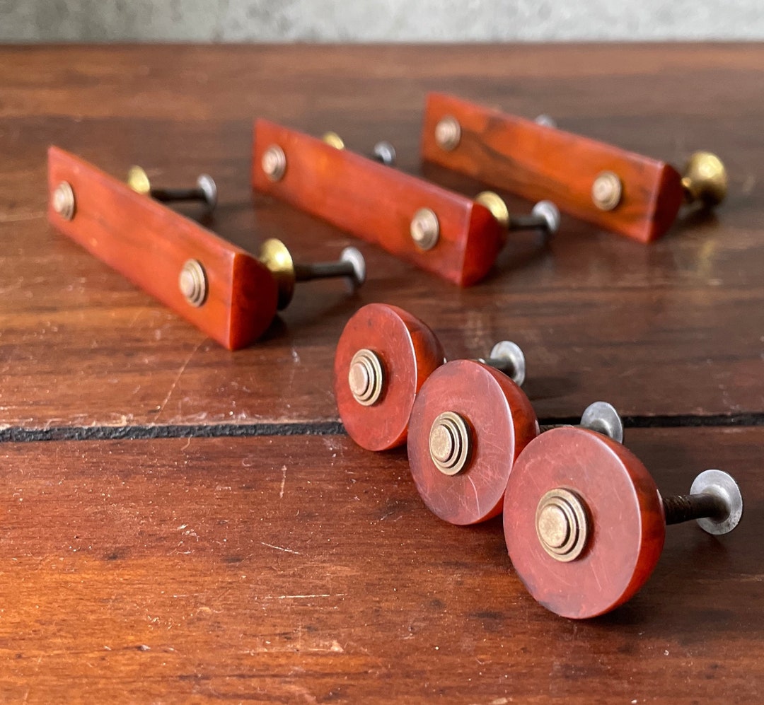 Set/6 Vintage ART DECO BAKELITE Drawer Knobs Hardware Pulls - Etsy