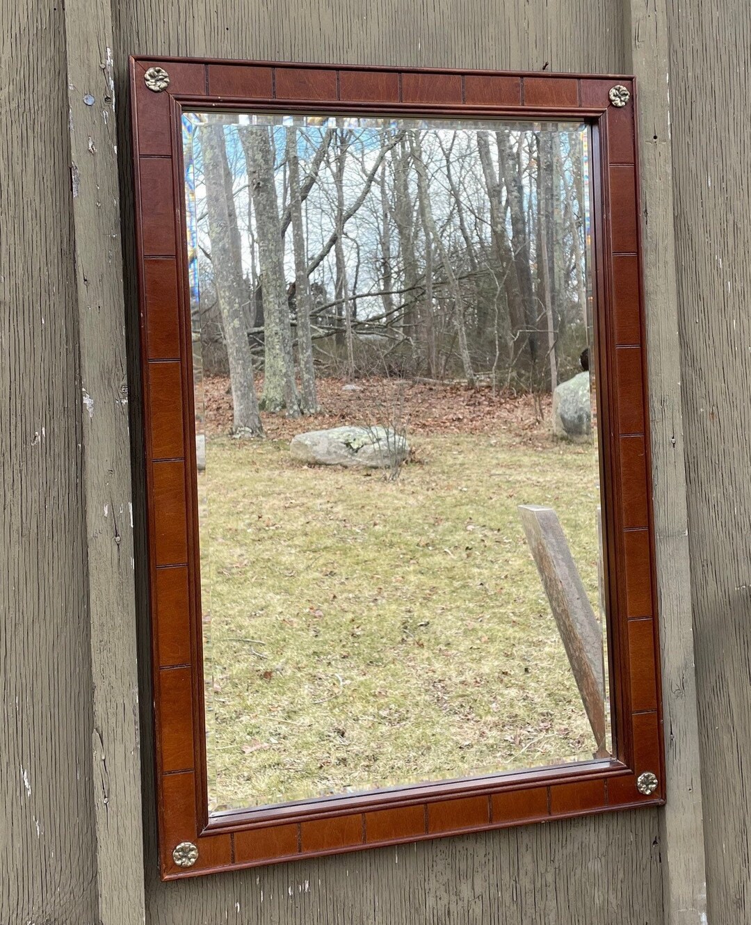 Vintage BOMBAY COMPANY Solid Cherry Entryway / Wall Mirror W/ Beveled ...