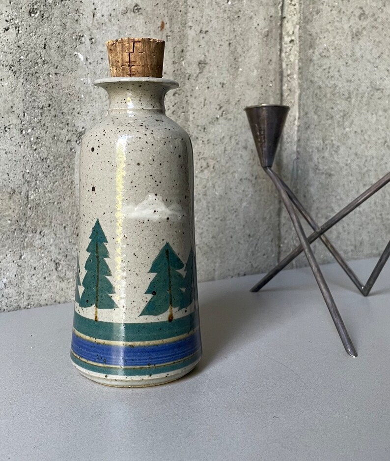 Signed 1990s TENMOKU Pottery Corked Flask / Vessel W/ - Etsy