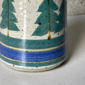 Signed 1990s TENMOKU Pottery Corked Flask / Vessel W/ EVERGREEN Tree ...
