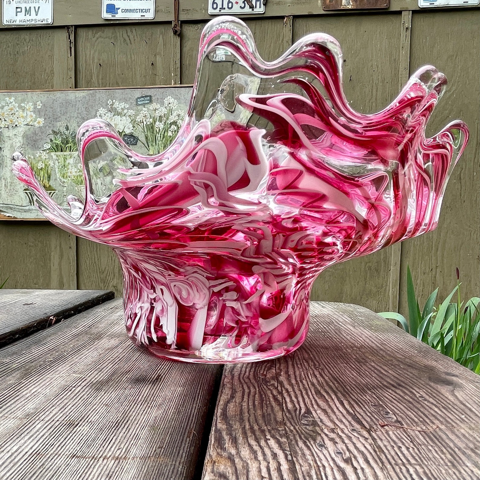 MUNDY HEPBURN large studio art glass bowl signed / dated | Etsy