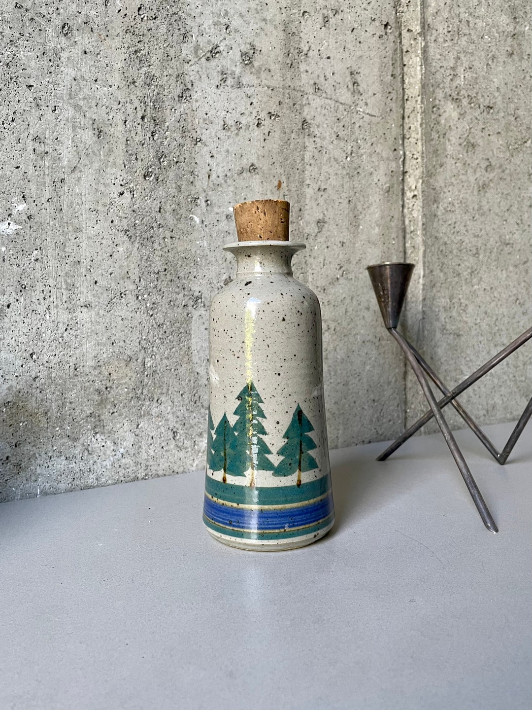 Signed 1990s TENMOKU Pottery Corked Flask / Vessel W/ - Etsy