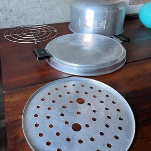 Vintage KROMEX 1940s-50s Retro Spun Aluminum CAKE Carrier Cover // Mid ...