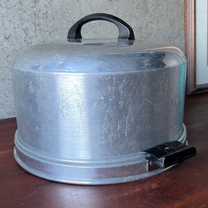 Vintage KROMEX 1940s-50s Retro Spun Aluminum CAKE Carrier Cover // Mid ...