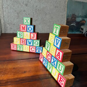 PAIR Vintage "abc" - Alphabet Wood Block BOOKENDS - Orig / Estate Find ...