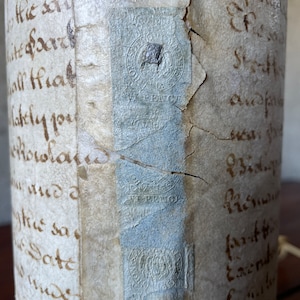 Antique Orig Early 1700s DOCUMENT on Vellum Parchment W/ 3 Embossed ...