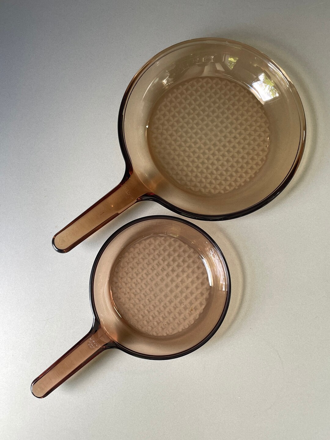 2 Vintage C.1980s CORNING ‘visions’ Waffle Bottom Skillet / Fry Pan Set ...
