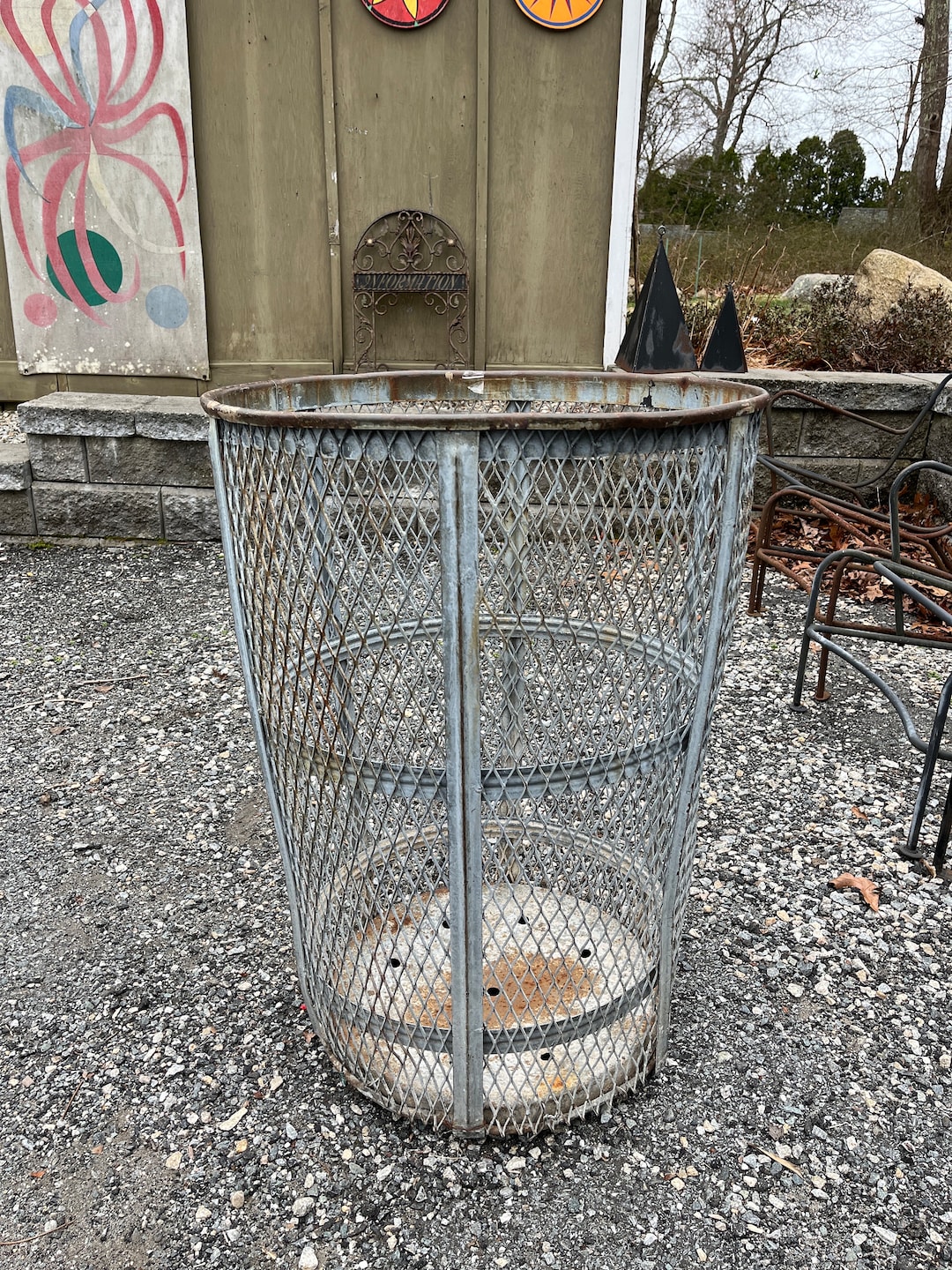 Vintage INDUSTRIAL 1970s Ex Queens NYC Expanded Steel Trash Can - 30 ...