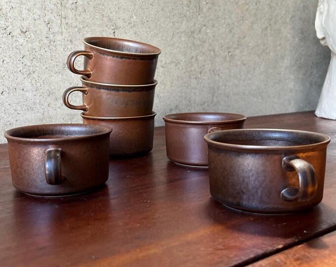 6 Vintage 1970s ARABIA FINLAND RUSKA Stoneware 8oz Cappuccino / Coffee ...