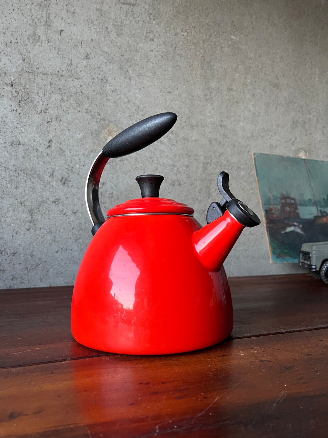 LE CREUSET Red Enamel Teapot / Whistling Tea Kettle // Made in France ...