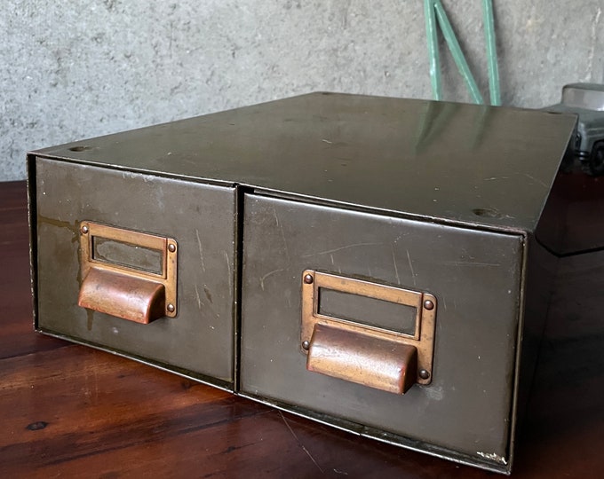 Vintage AMCO New York ex US NAVY 1940s Steel Index Card File / Storage ...