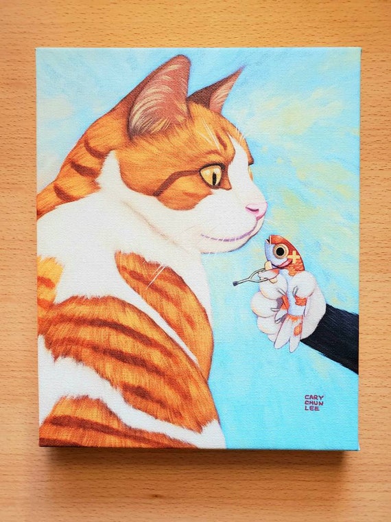 A Gift Cat Art Canvas Print - Etsy