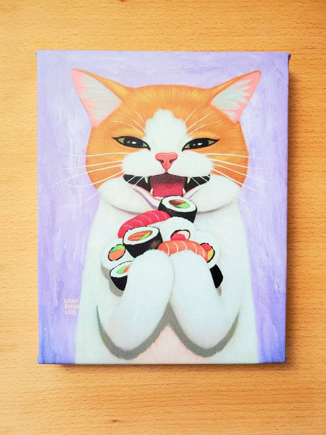 Sushi Winner Cat Art Canvas Print - Etsy