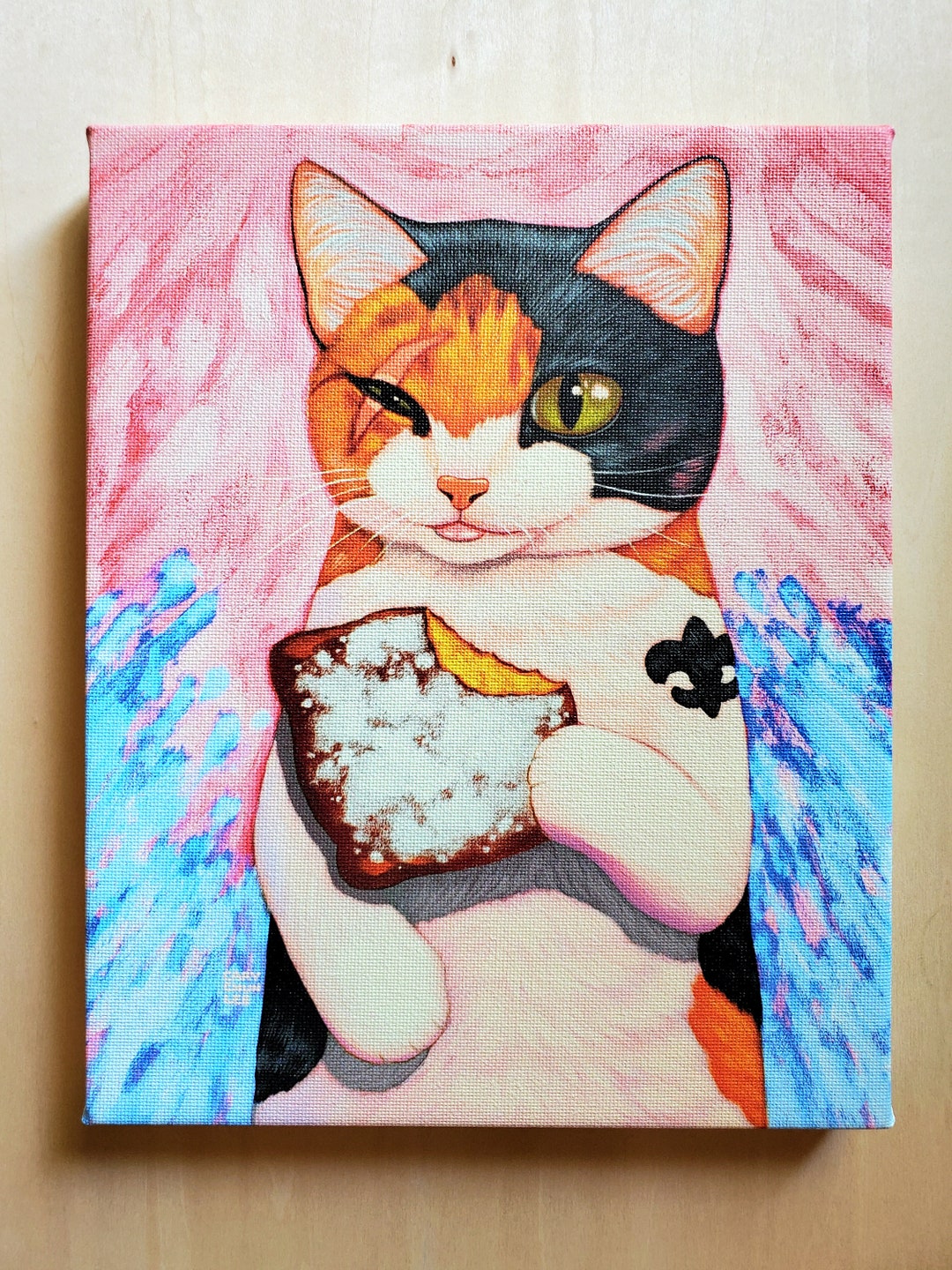 Scarred Face Beignet Cat Art Canvas Print - Etsy