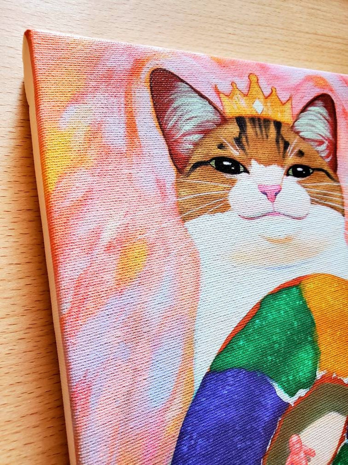 King Cake Cat Art Canvas Print | Etsy