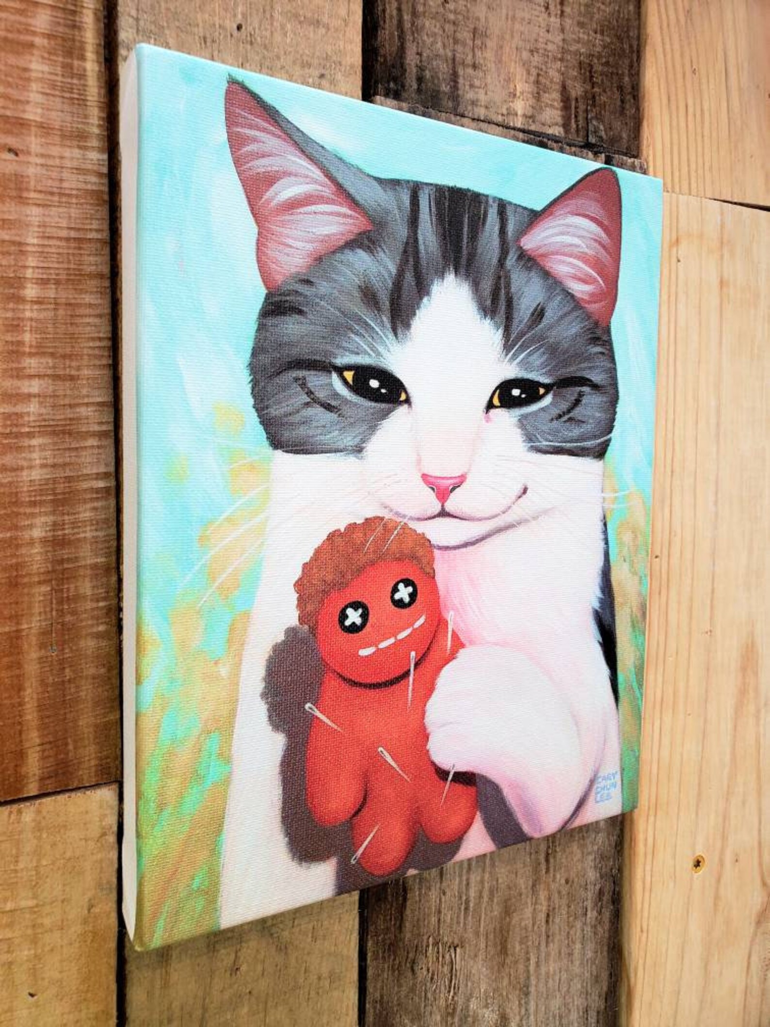 Red Voodoo Doll Cat Art Canvas Print | Etsy