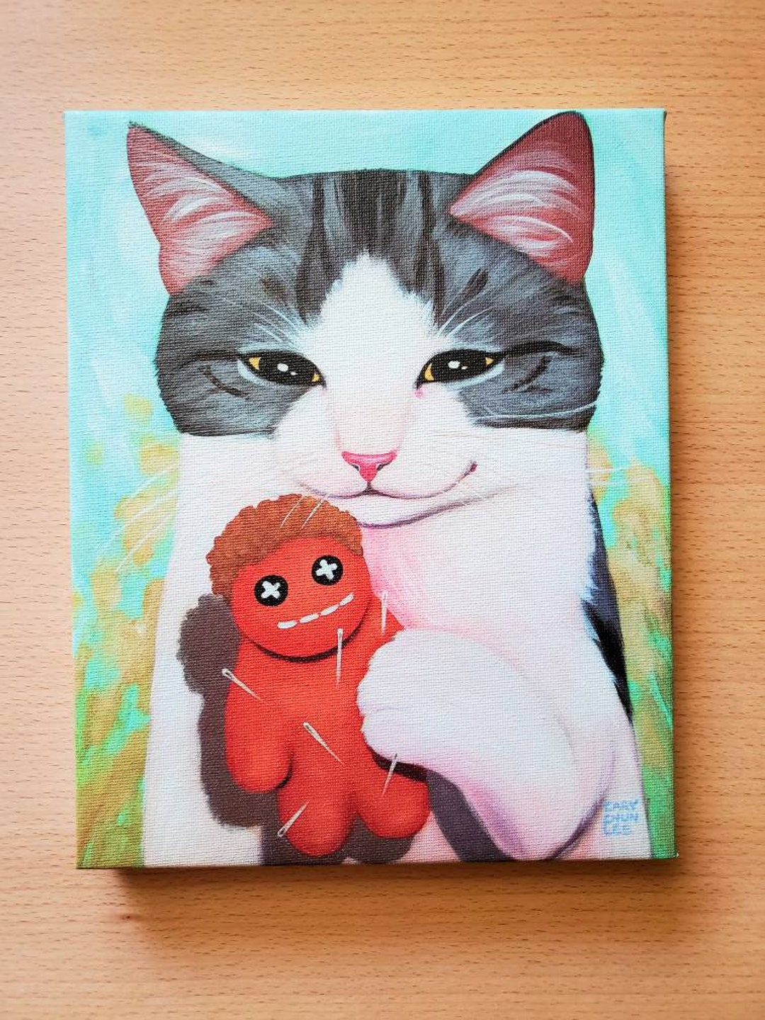 Red Voodoo Doll Cat Art Canvas Print - Etsy