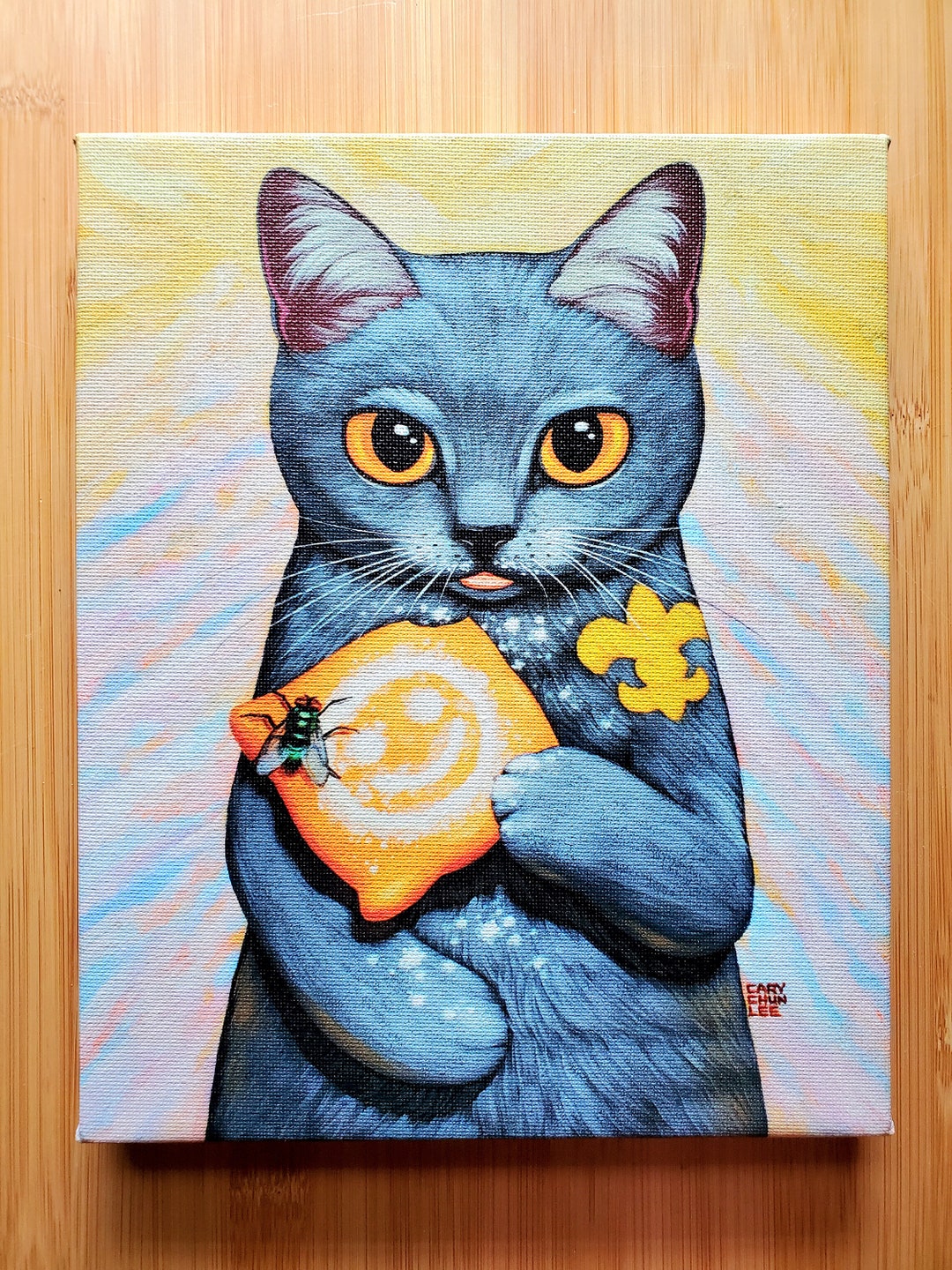 Smiley Face Beignet Fly Cat Art Canvas Print - Etsy