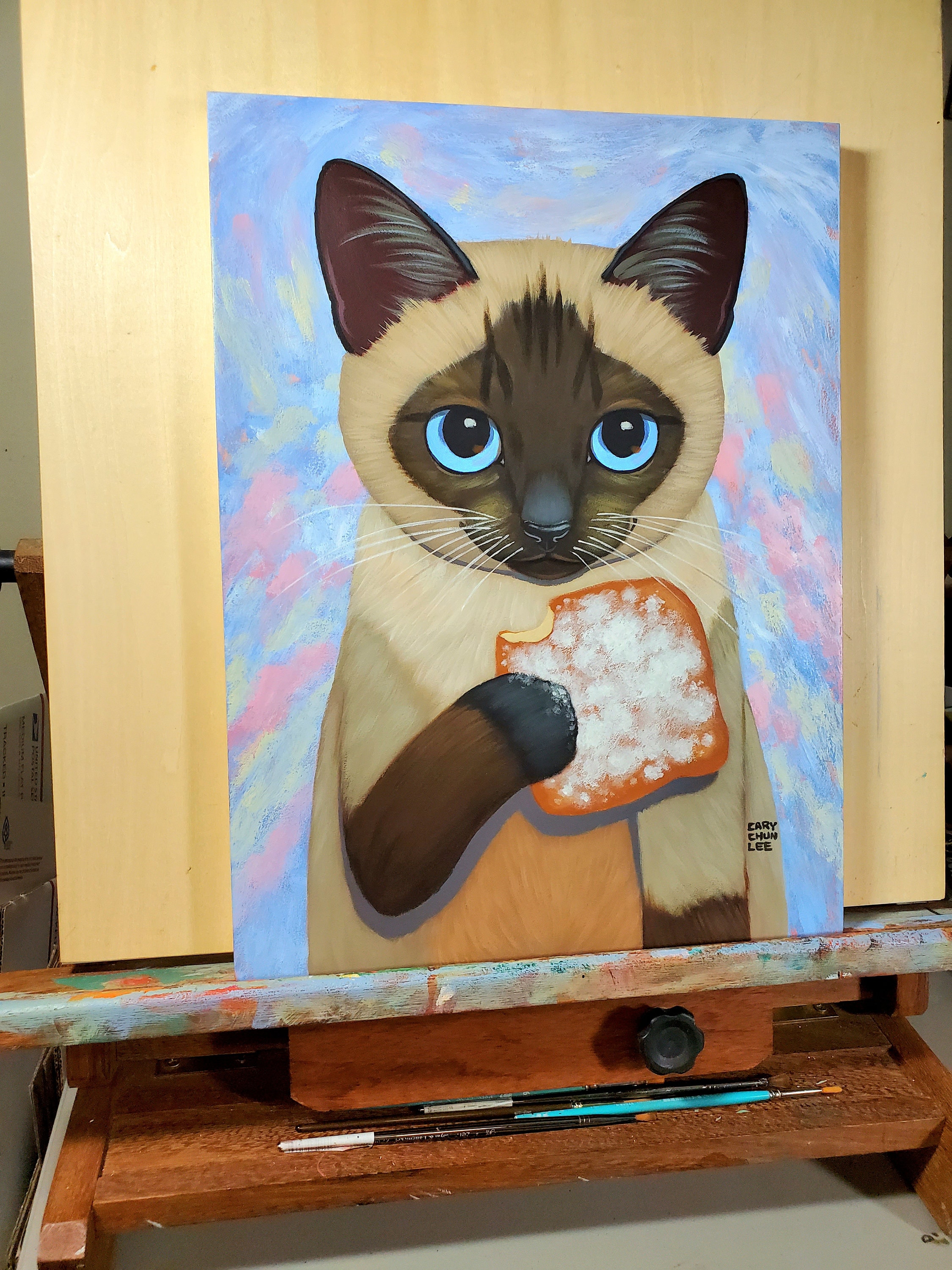 Original Acrylic Painting Siamese With Beignet - Etsy