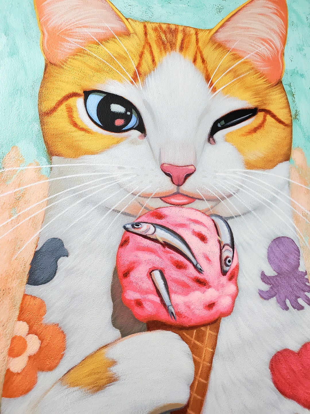 Original Acrylic Painting Anchovy Ice-cream - Etsy
